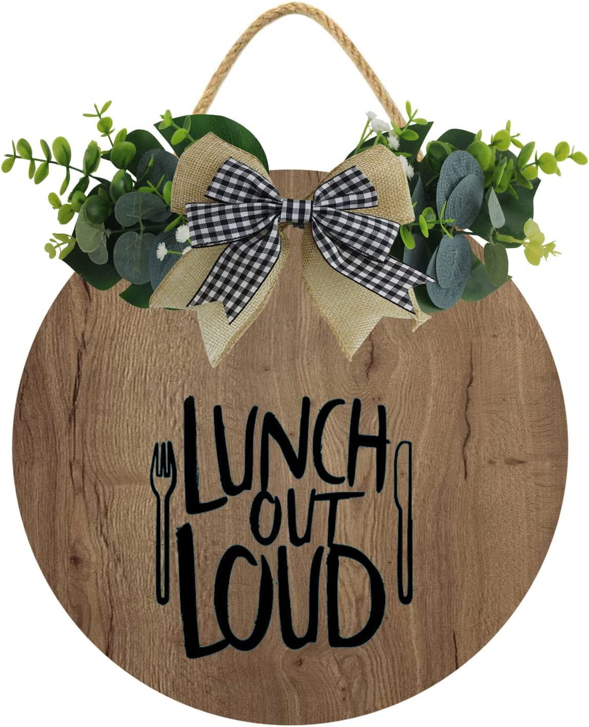 Eveokoki 12" Closed For Lunch Sign, Out To Lunch Wood Door Sign For ...