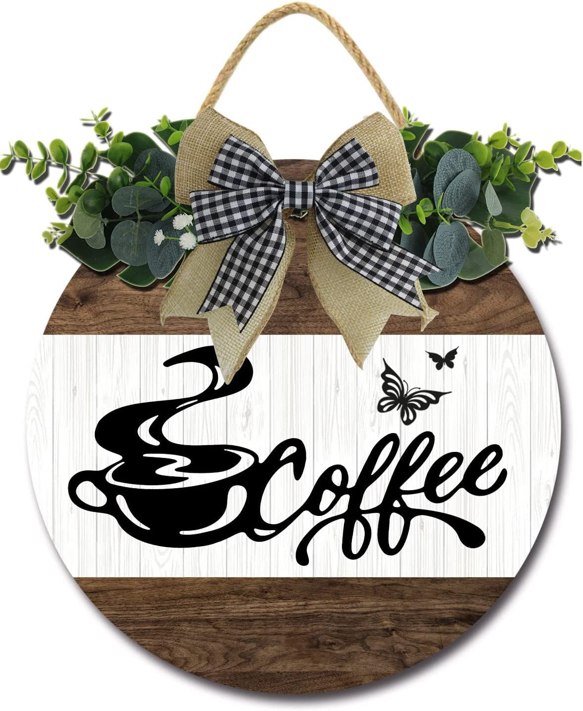 Eveokoki 12" Coffee Bar Decor Sign Farmhouse Wall Decor ，Wooden Round ...