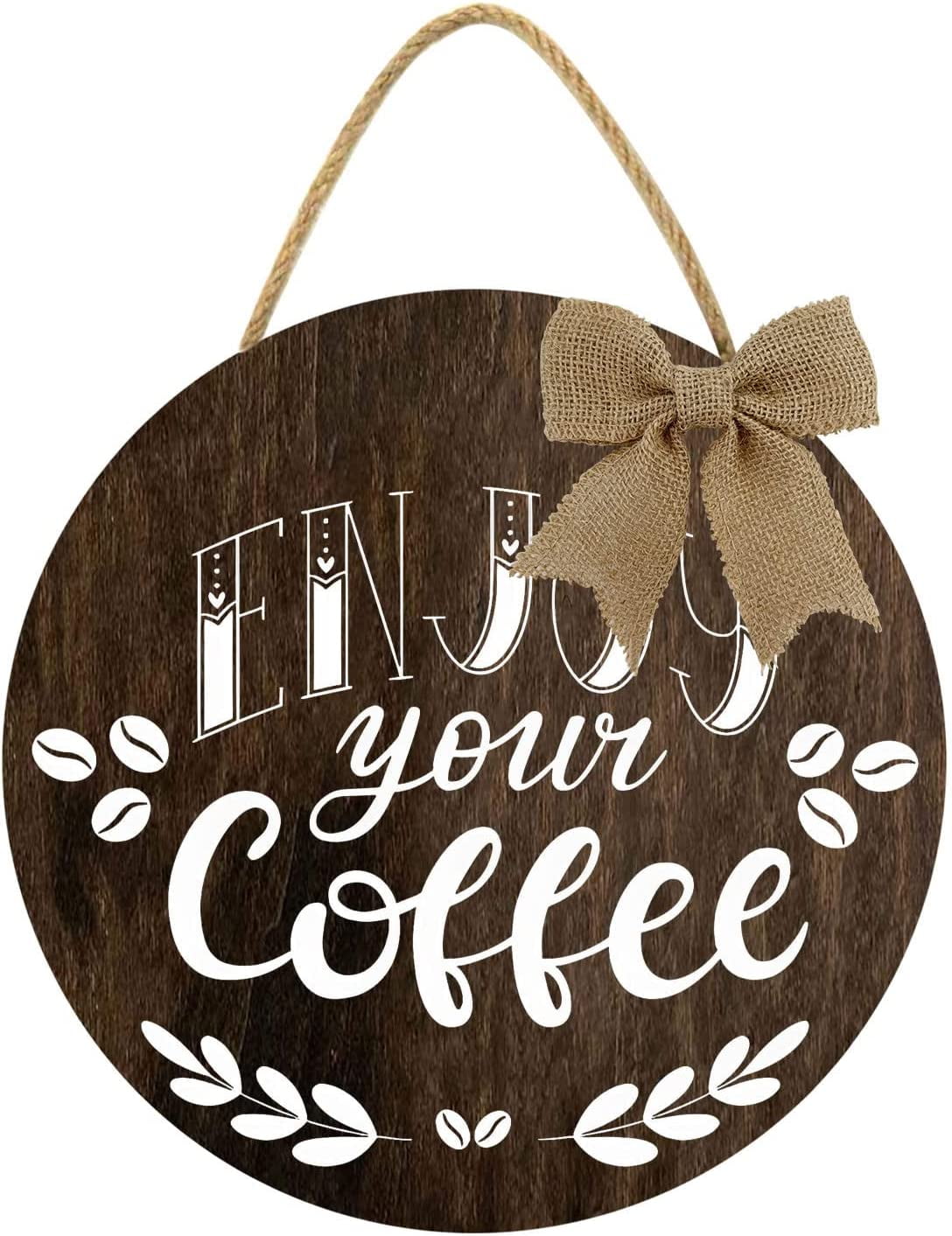 Eveokoki 12" Coffee Bar Wall Signs Decor, Enjoy Your Coffee Signs ...