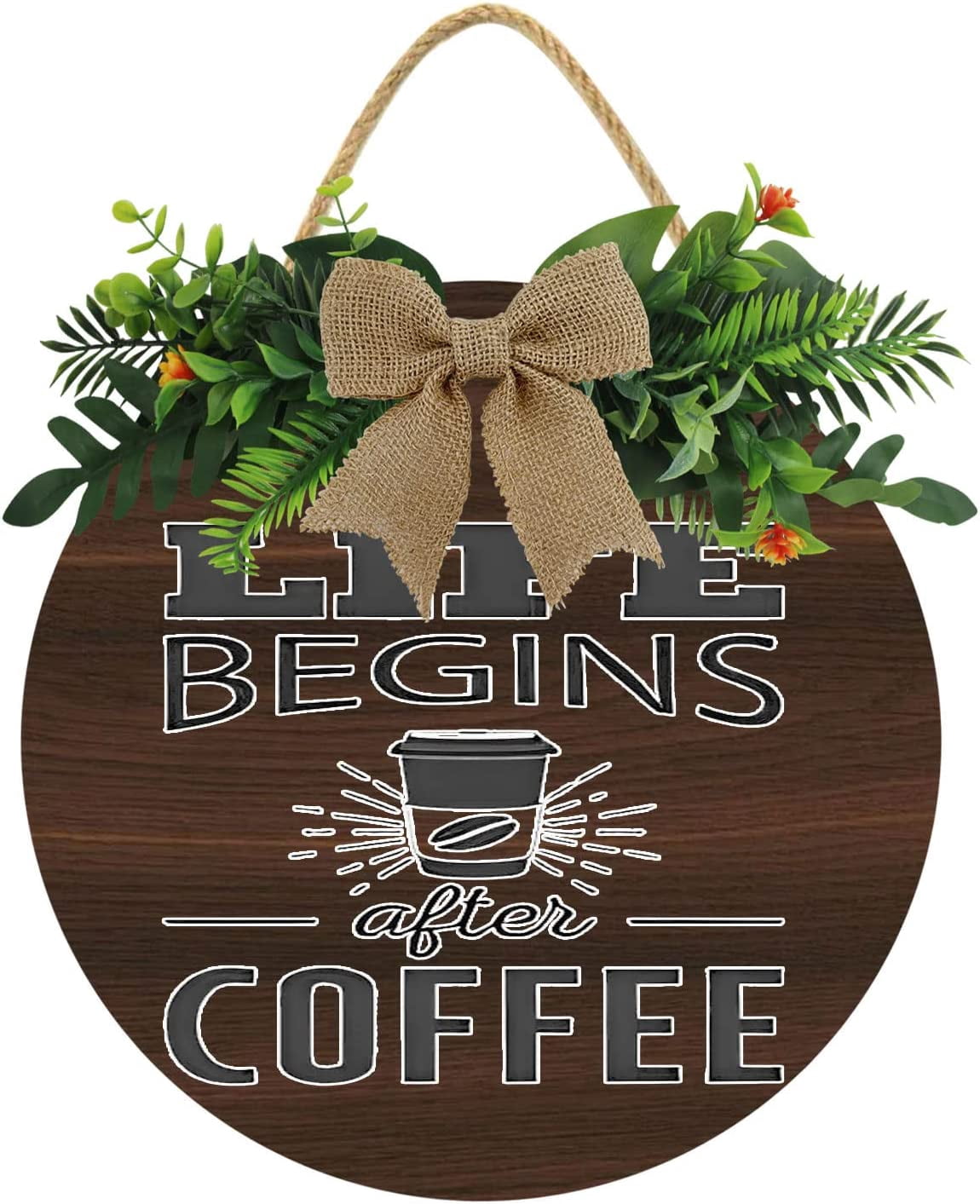 Eveokoki 12" Coffee Bar Wall Signs Decor, Life Begins After Coffee Sign ...