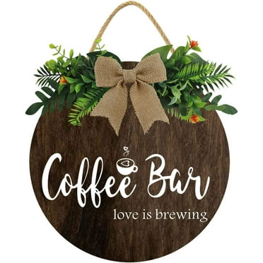 Eveokoki 12" Wake Up and Smell the Coffee Coffee Bar Sign Rustic Decor ...