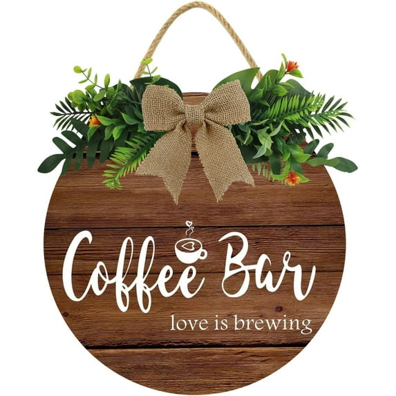 Eveokoki 12" Coffee Bar Wall Signs Decor, Coffee Bar Love Is Brewing ...