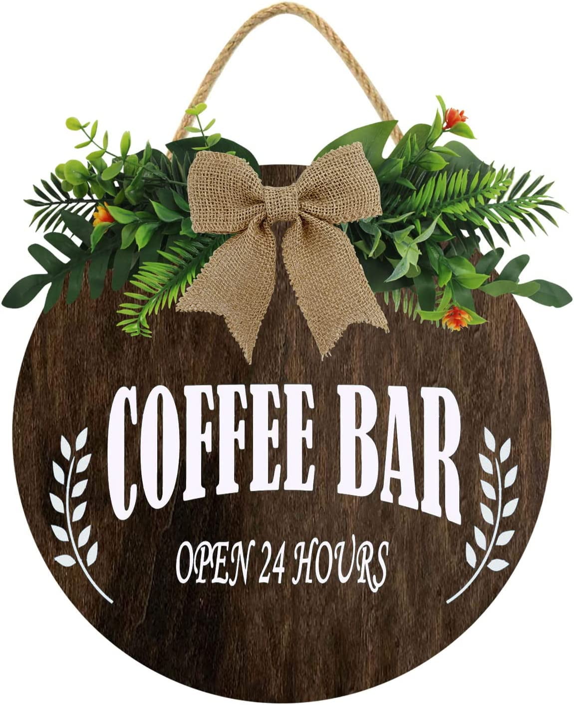 Eveokoki 12" Coffee Bar Wall Signs Decor, Coffee Bar Open 24 Hours Sign ...