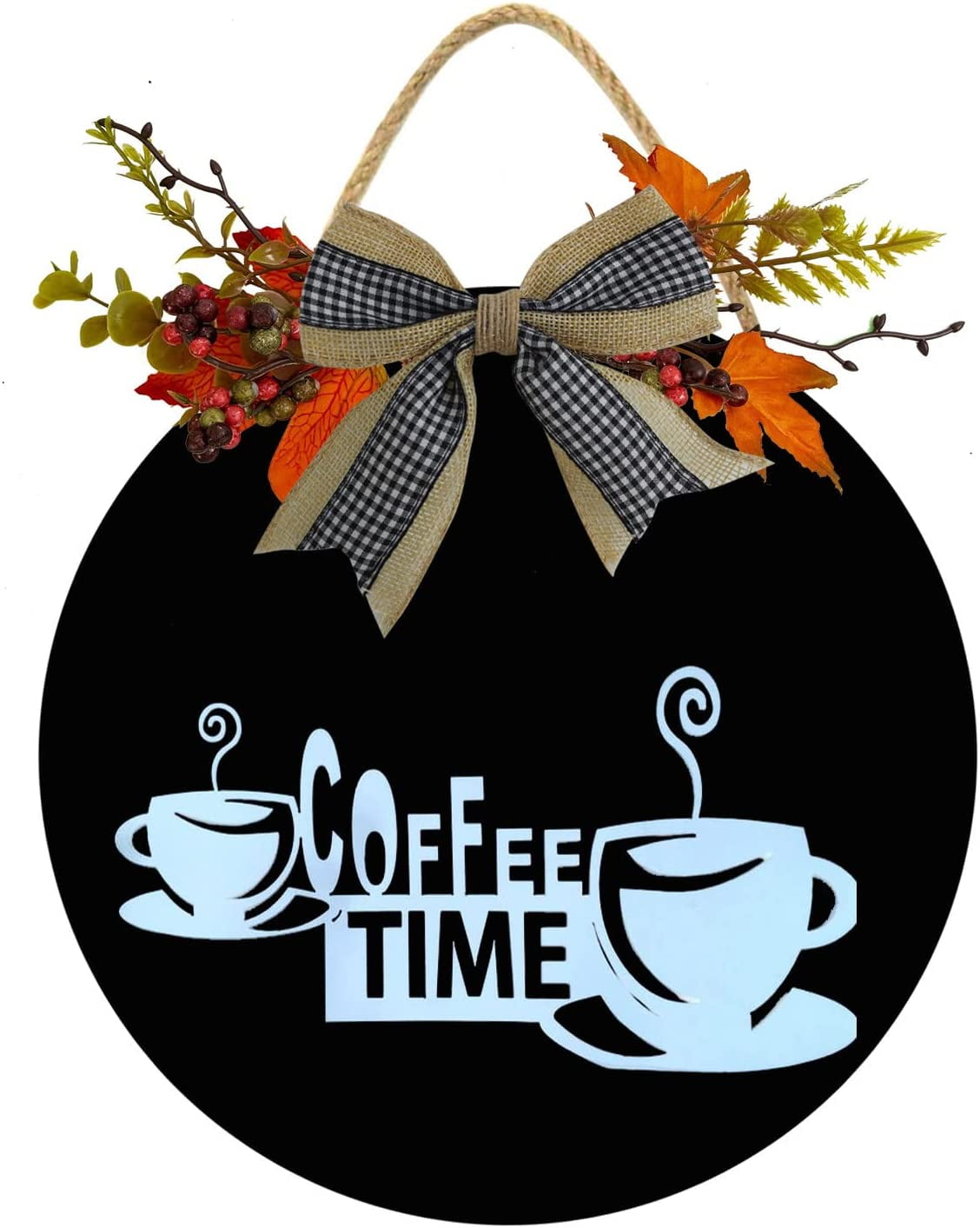 Eveokoki 12" Coffee Time Sign,Rustic Wooden Door Sign,Farmhouse Wall ...