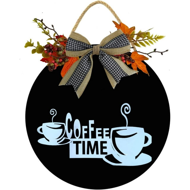Eveokoki 12" Coffee Time Sign,Rustic Wooden Door Sign,Farmhouse Wall ...