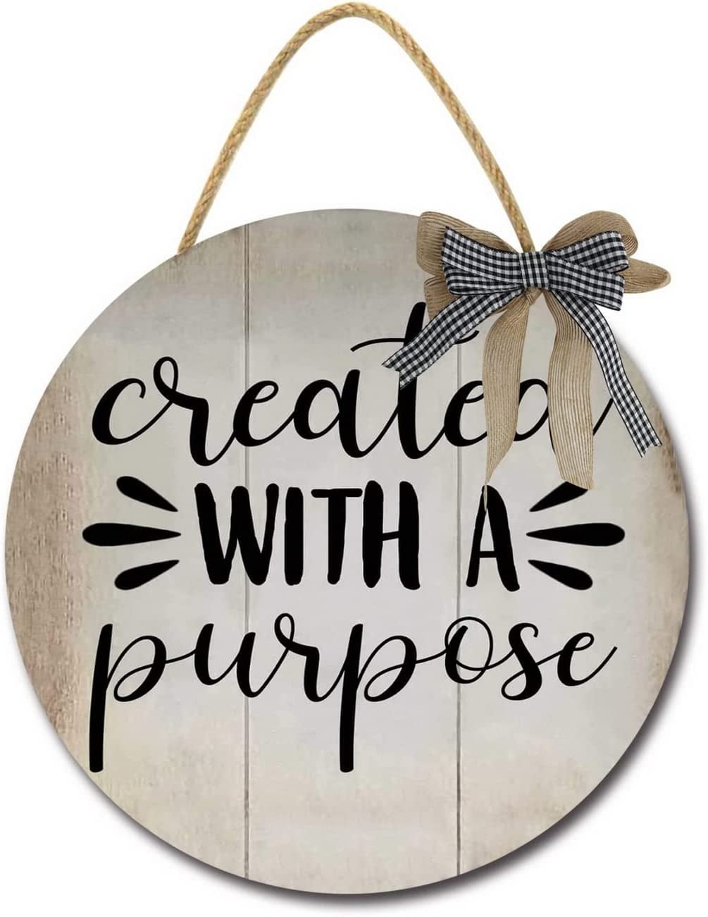 Eveokoki 12" Created With A Purpose Sign Farmhouse Door Signs for ...