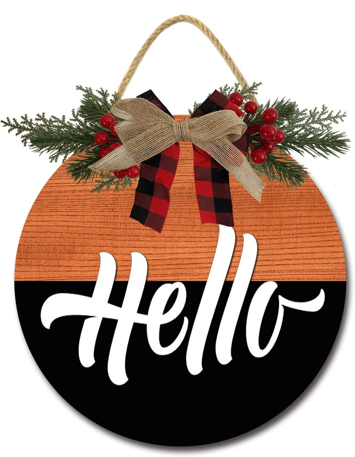 Eveokoki 12" Decor Hello Sign for Front Door. Hello Door Sign for Front ...