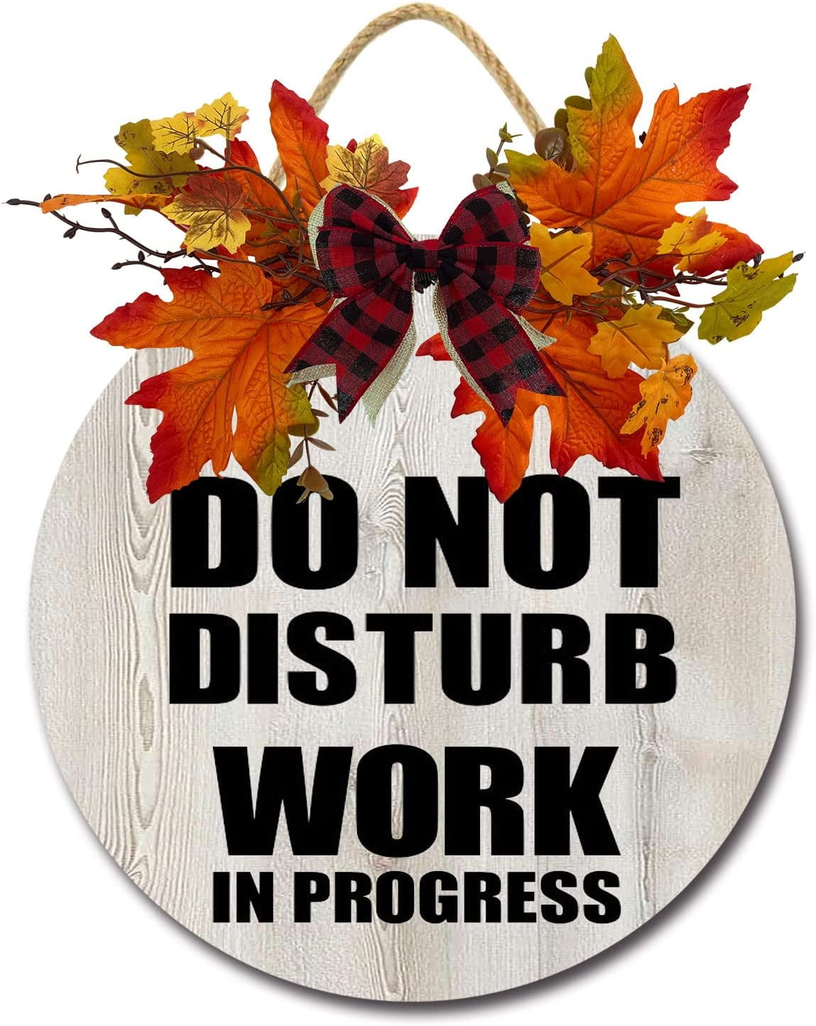 Eveokoki 12" Do Not Disturb Work In Progress Door Sign, Wood Hanging ...