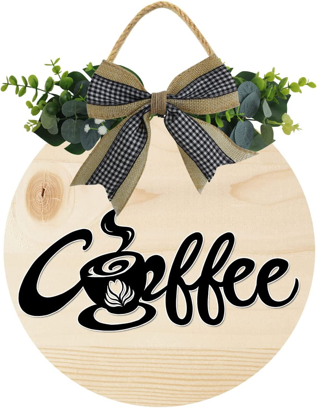 Eveokoki 12" Door Decor Sign,Rustic Hanging Coffee Wooden Signs Family ...