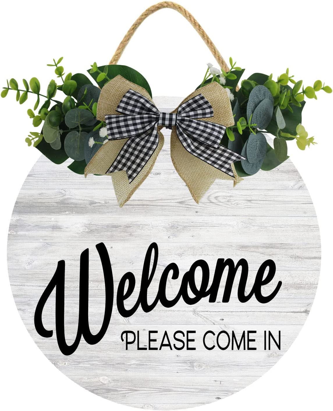 Eveokoki 12" Door Hanging Decor,Welcome Please Come In Front Door Round ...