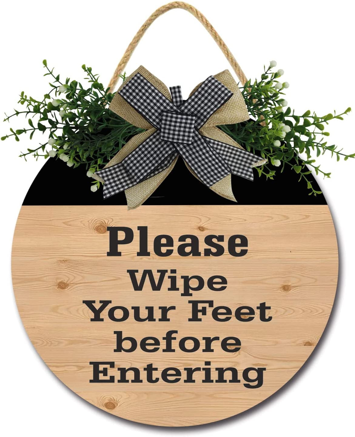 Eveokoki 12" Door Please Wipe Your Feet Before Entering Wooden Hanging ...