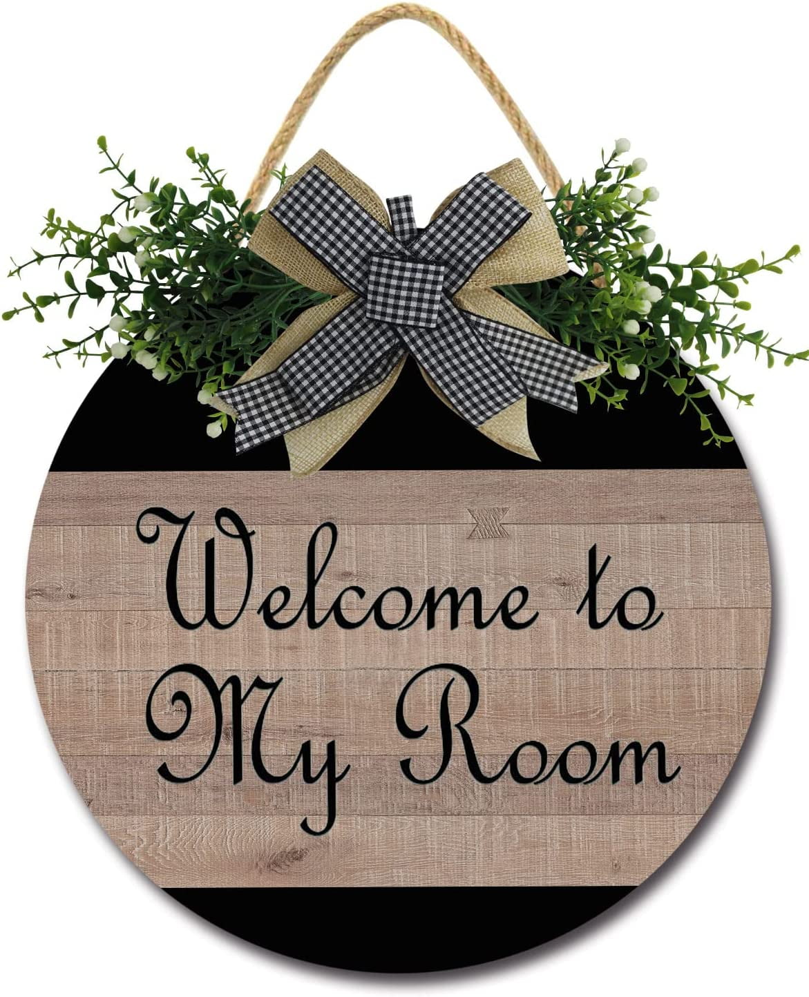 Eveokoki 12" Door Welcome To My Room Wooden Hanging Interior and ...