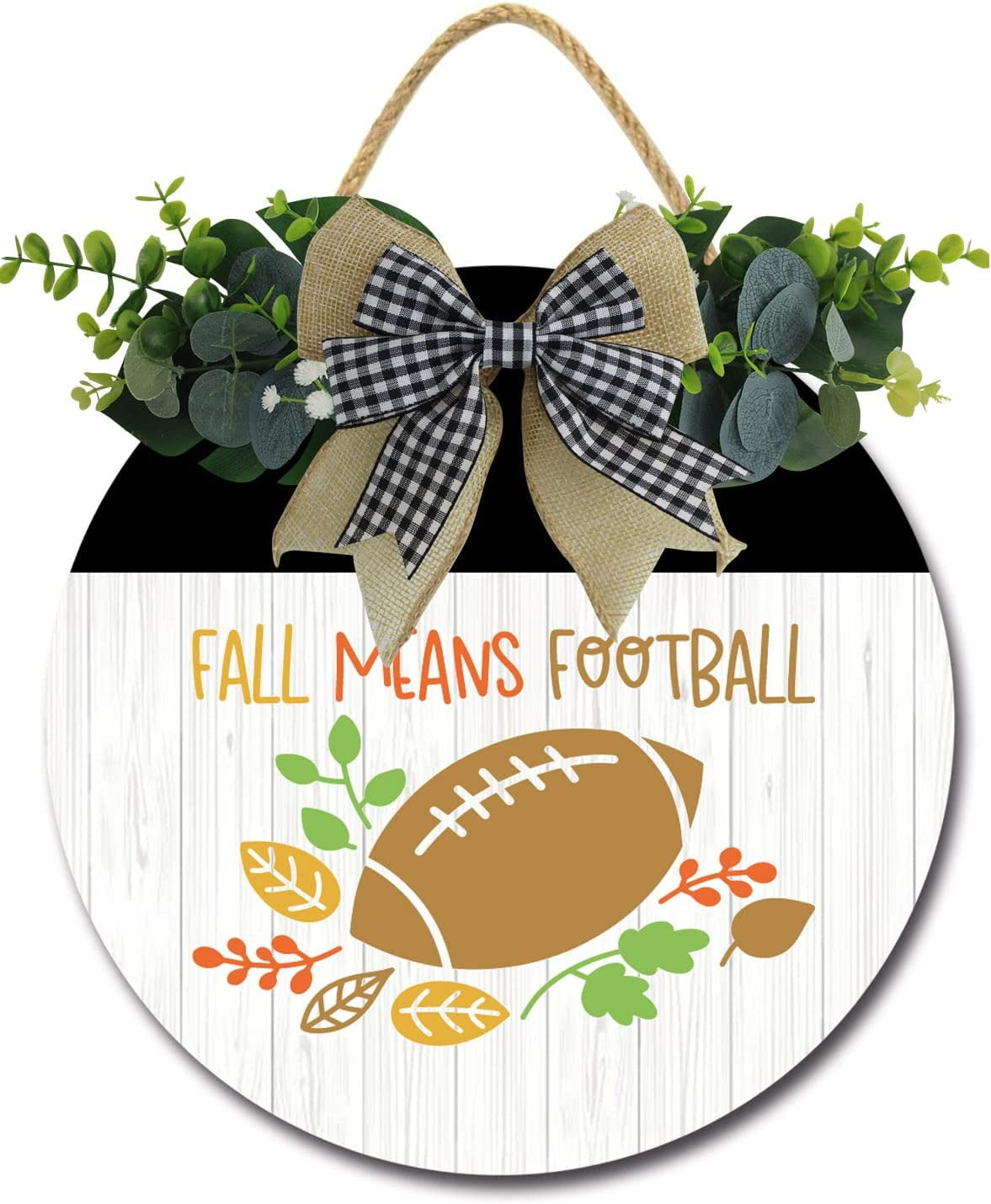 Eveokoki 12" Fall Means Football Welcome Signs for Front Door Farmhouse ...