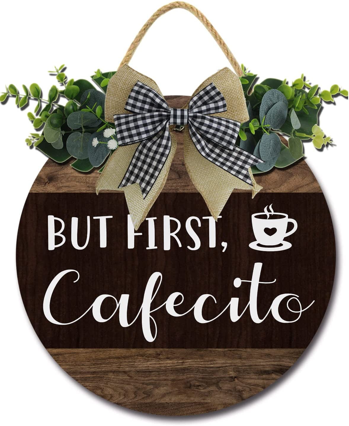 Eveokoki 12" But First Cafecito Coffee Bar Decor Sign，Farmhouse Wall ...