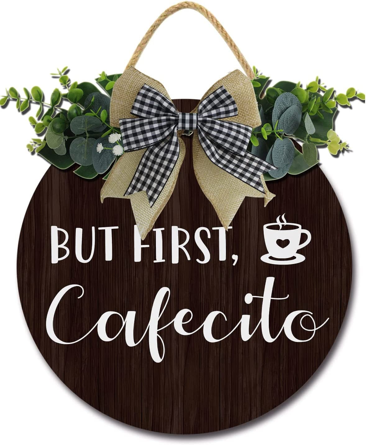 Eveokoki 12" But First Cafecito Coffee Sign Decor Rustic Farmhouse ...