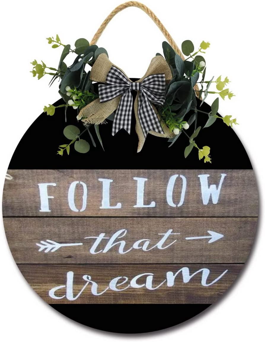 Eveokoki 12" Follow That Dream Sign for Front Door Outside Funny Porch ...