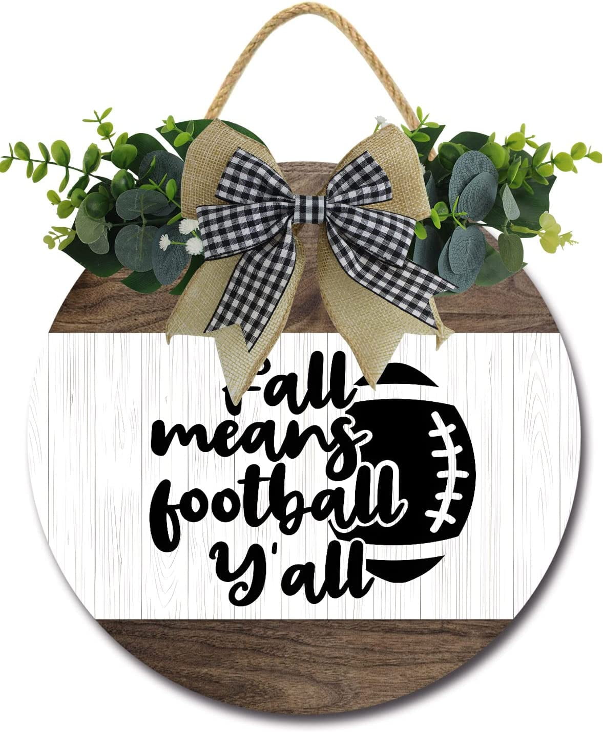 Eveokoki 12" Football Decoration Sign，Fall Means Football Y'all Door ...
