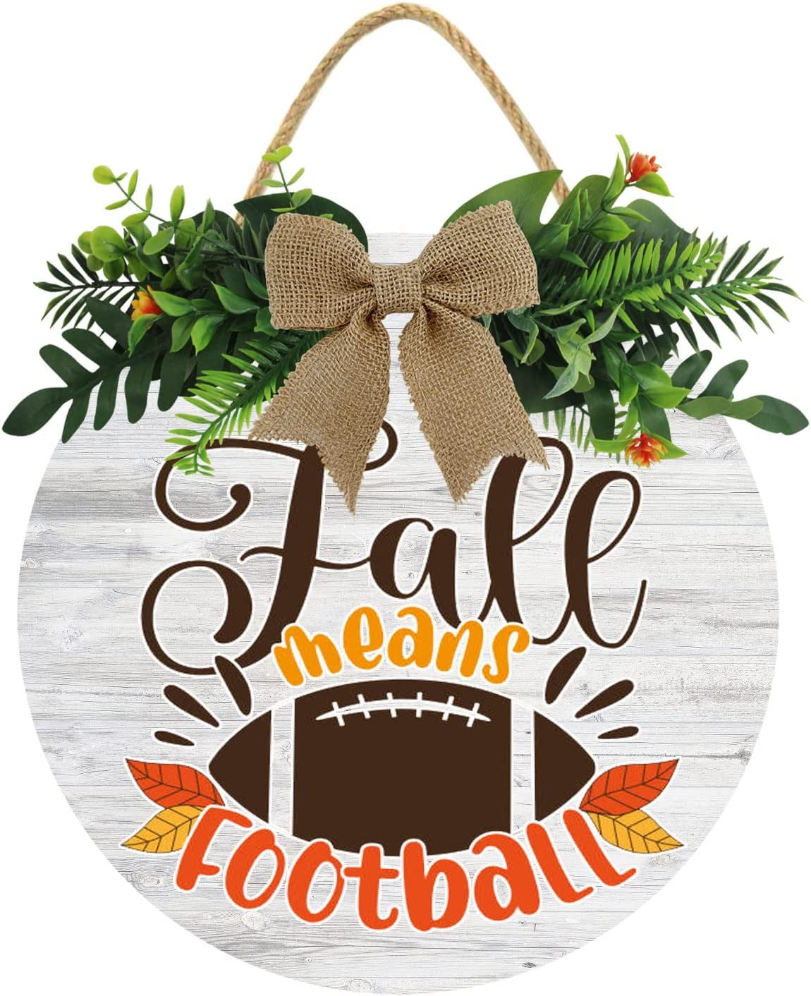 Eveokoki 12" Football Sign Fall Means Football Round Hanging Sign ...