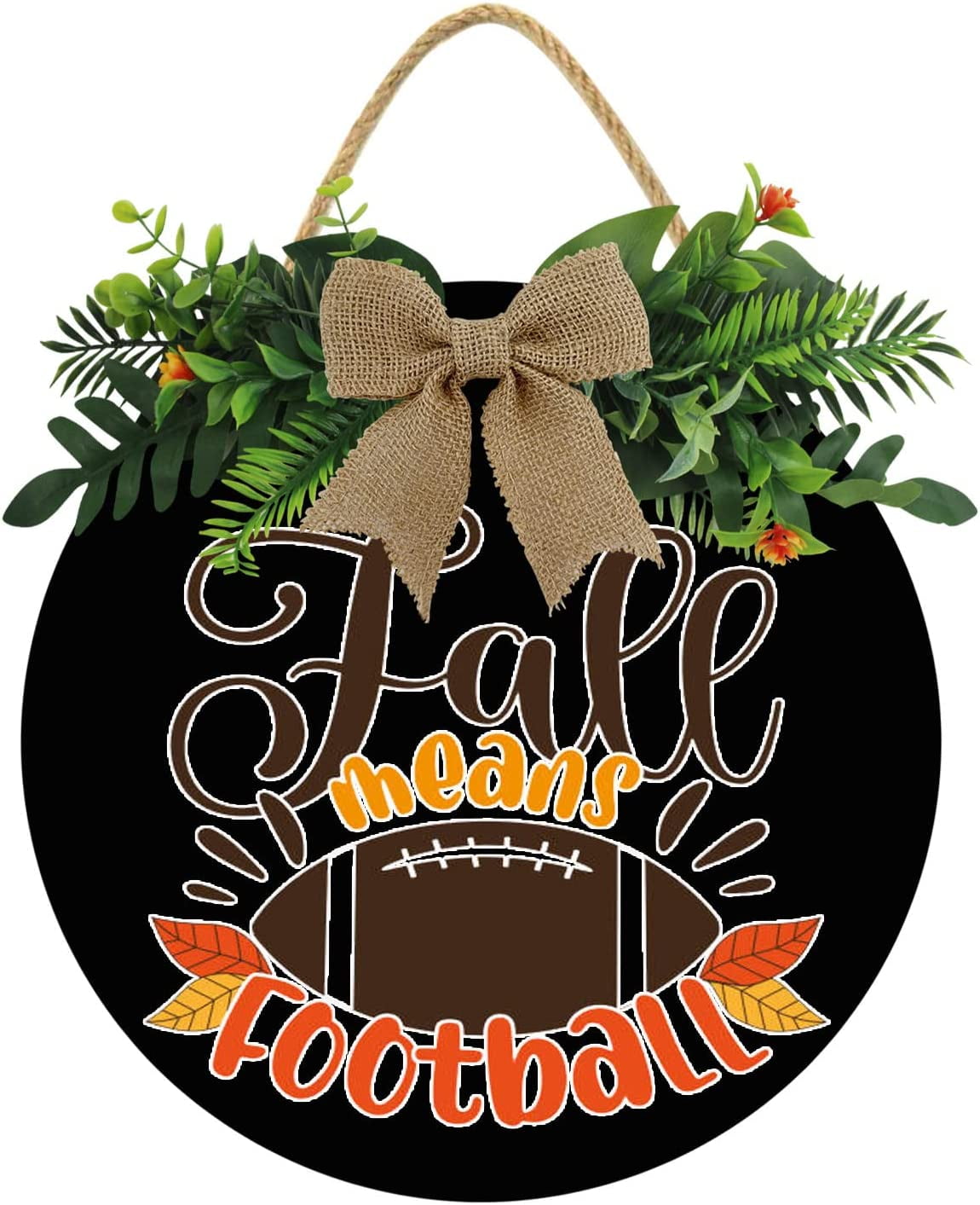 Eveokoki 12" Football Sign Fall Means Football Round Hanging Sign ...
