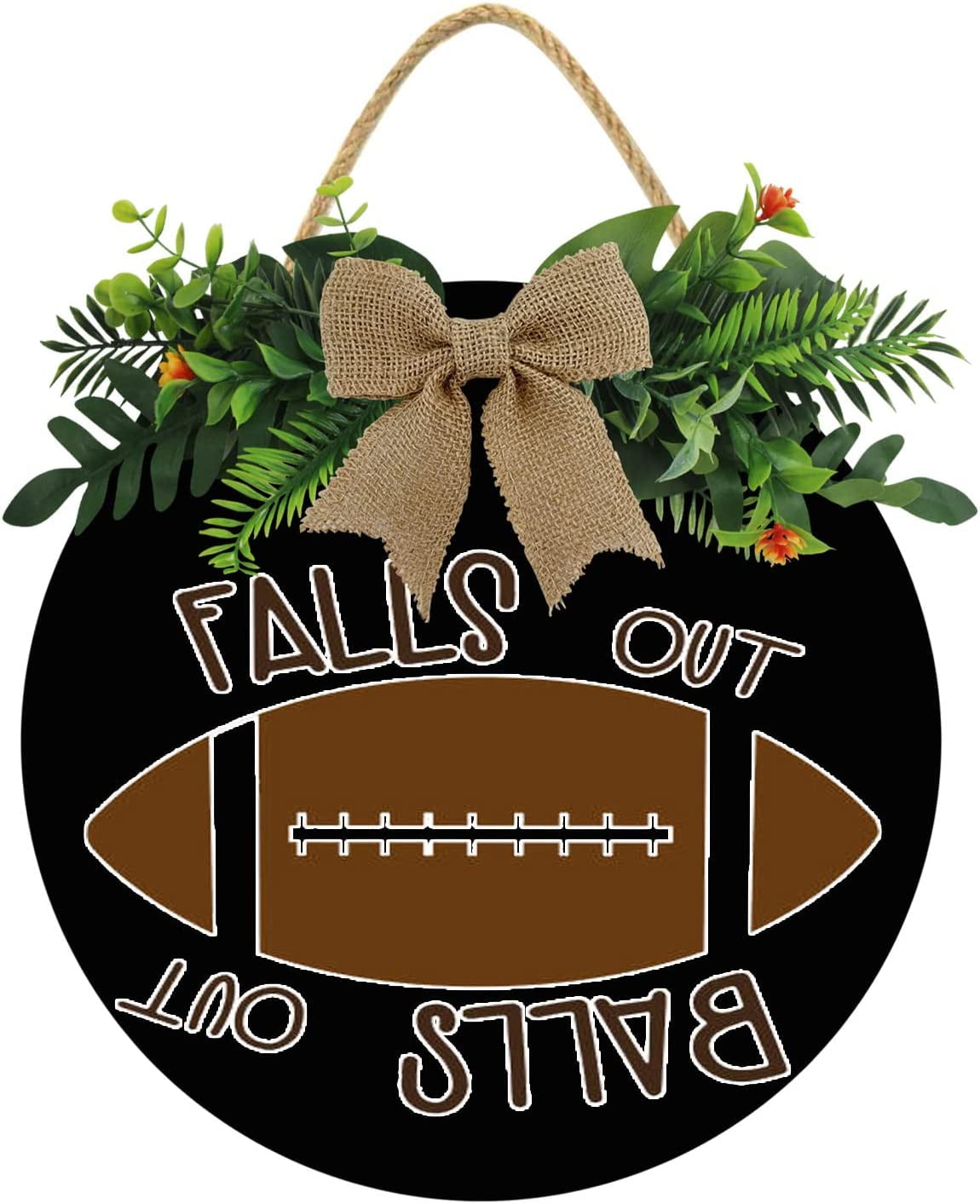 Eveokoki 12" Football Sign Falls Out Ball Out Round Hanging Sign ...