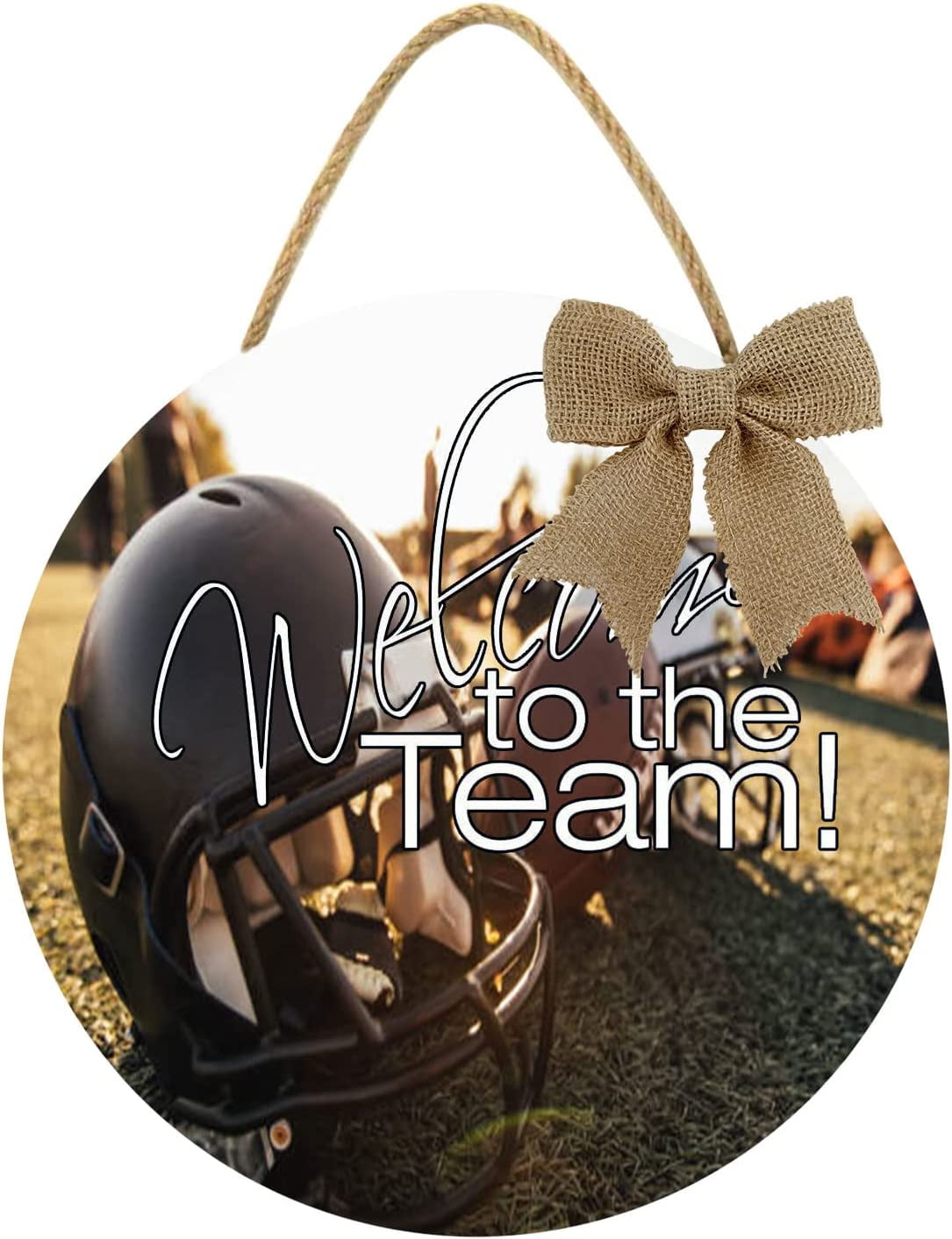 Eveokoki 12" Football Sign Welcome To The Football Team Round Hanging ...
