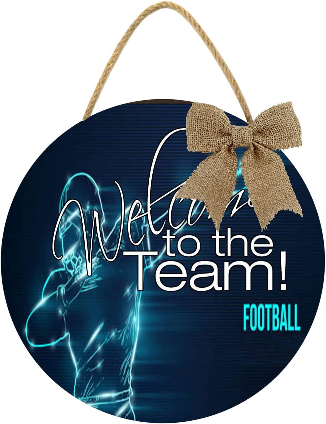 Eveokoki 12" Football Sign Welcome To The Football Team Round Hanging ...