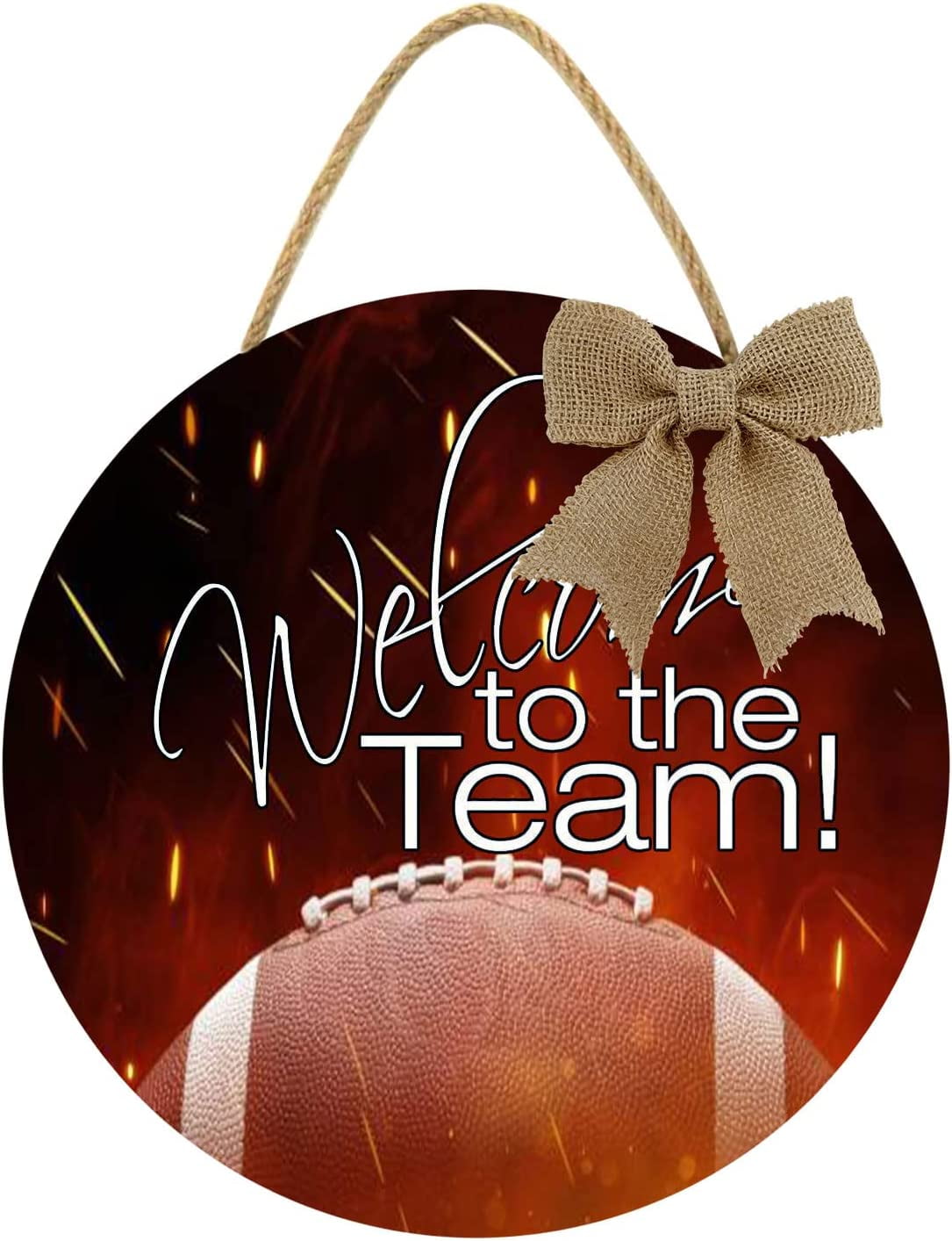 Eveokoki 12" Football Sign Welcome To The Football Team Round Hanging ...