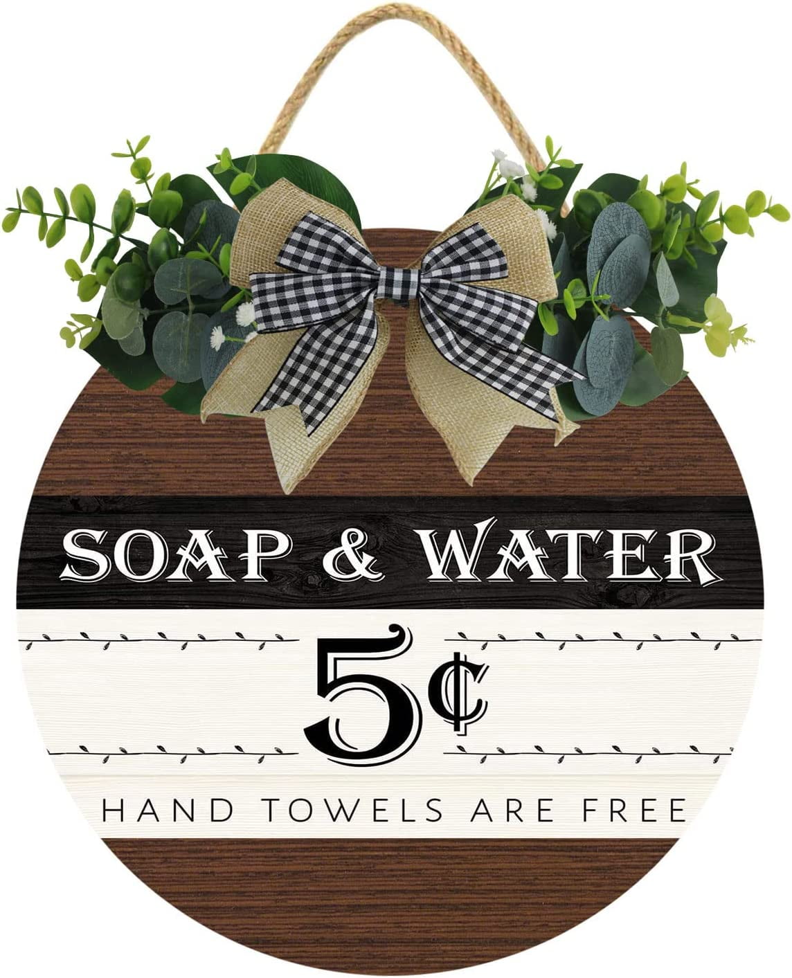 Eveokoki 12" Fresh Soap Water Hand Towels Free 5 Cent Sign, Bath Sign ...