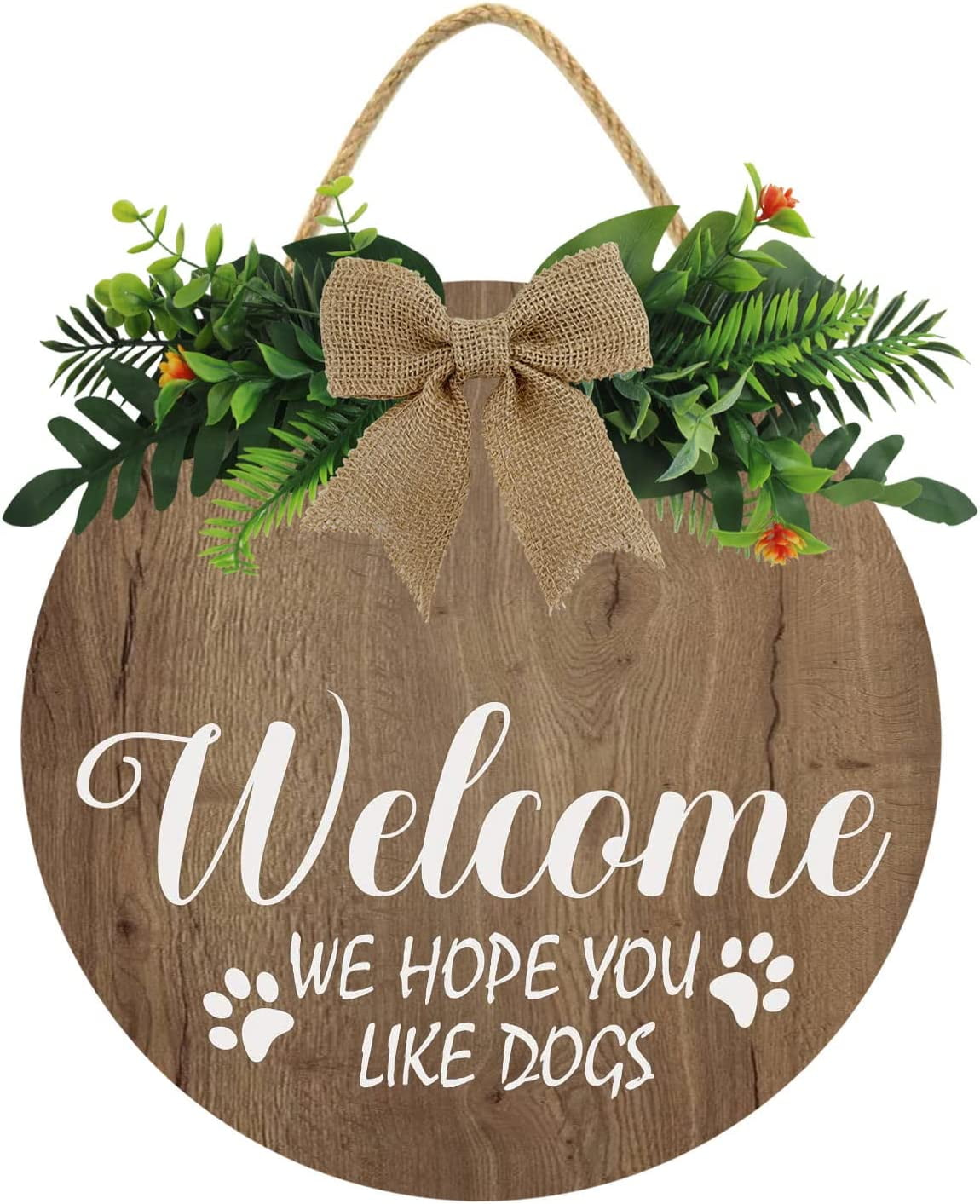Eveokoki 12" Front Door Wreath Sign,We Hope You Like Dogs Welcome Sign ...