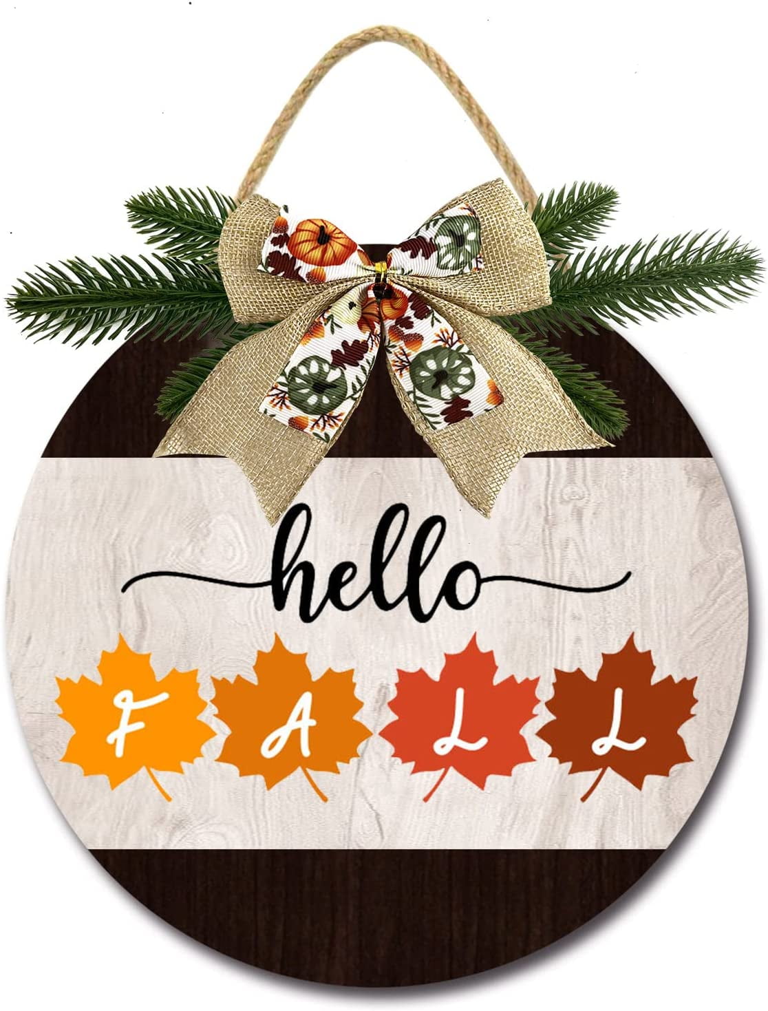 Eveokoki 12" Funny Hello Fall Signs for Front Door Farmhouse Porch ...