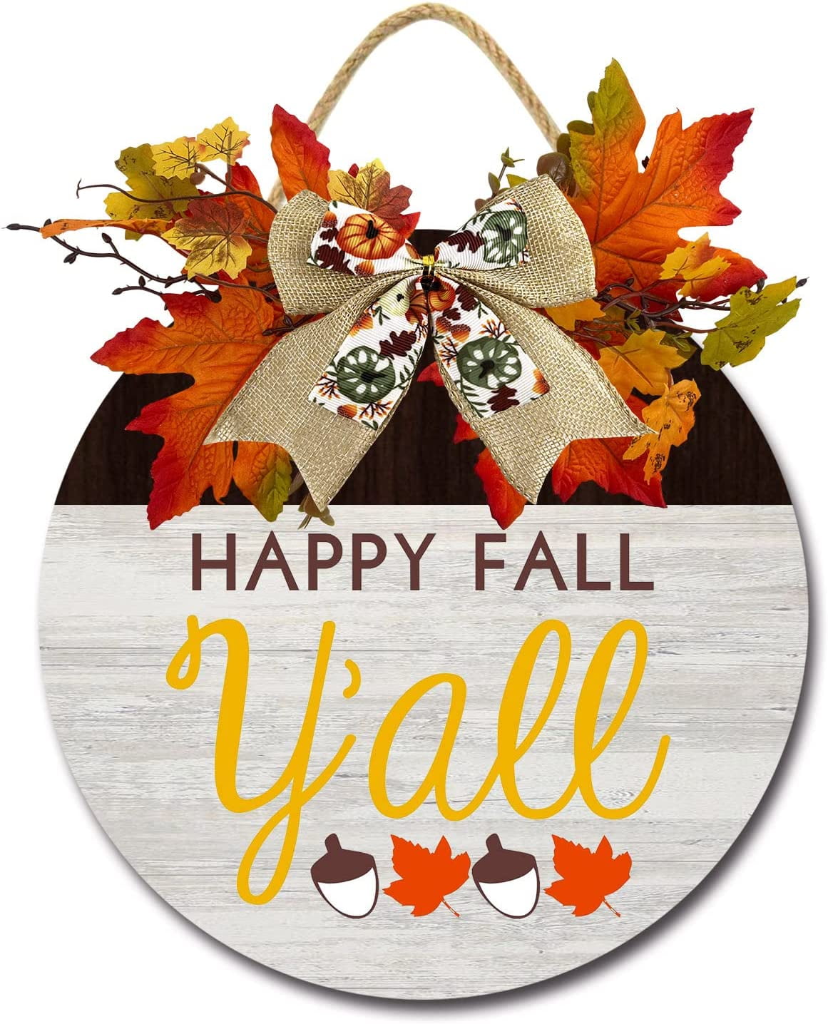 Eveokoki 12" Happy Fall Yall Signs for Front Door Farmhouse Porch ...
