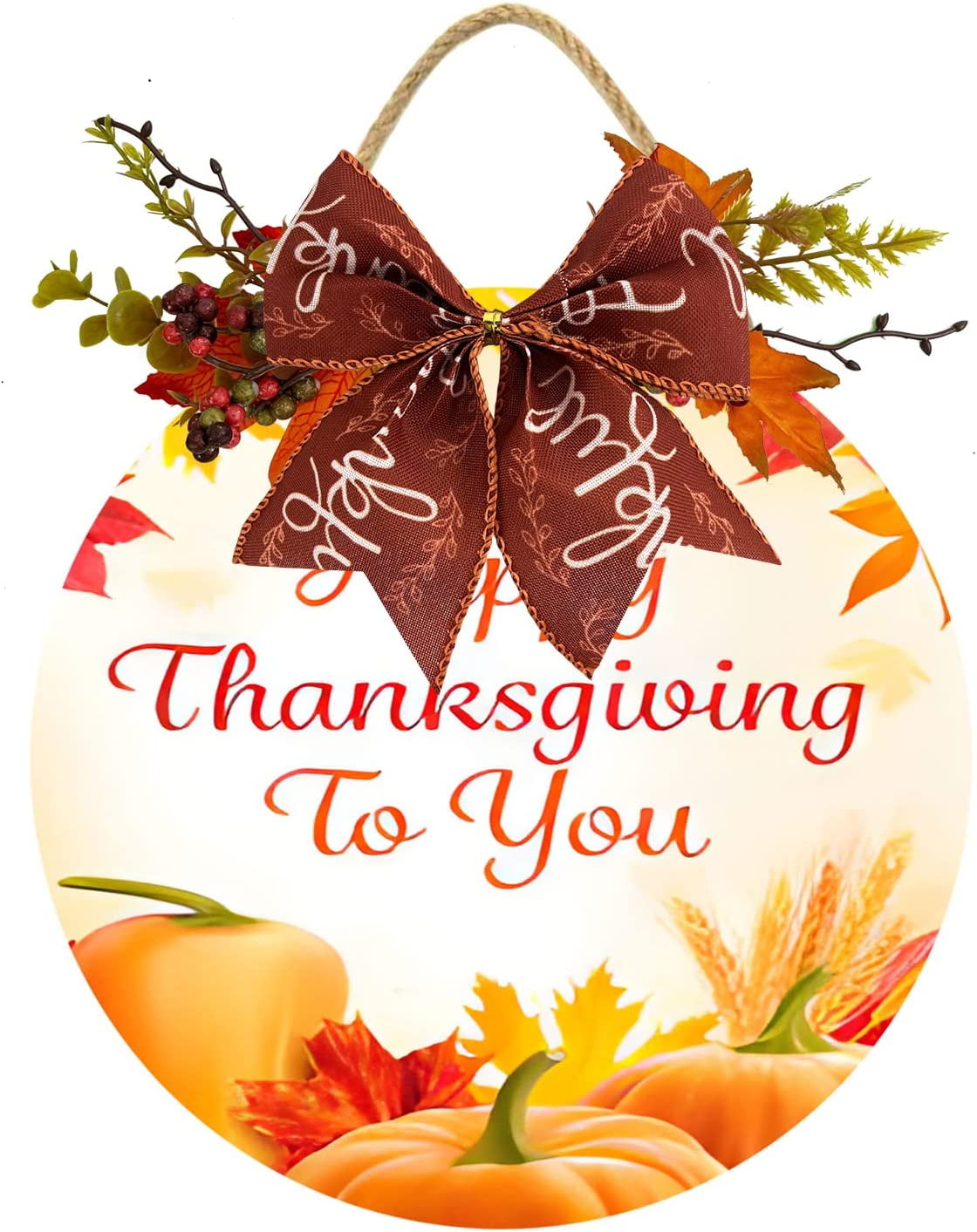 Eveokoki 12" Happy Thank*giving Wood Hanging Sign Plaque, Autumn Wooden ...