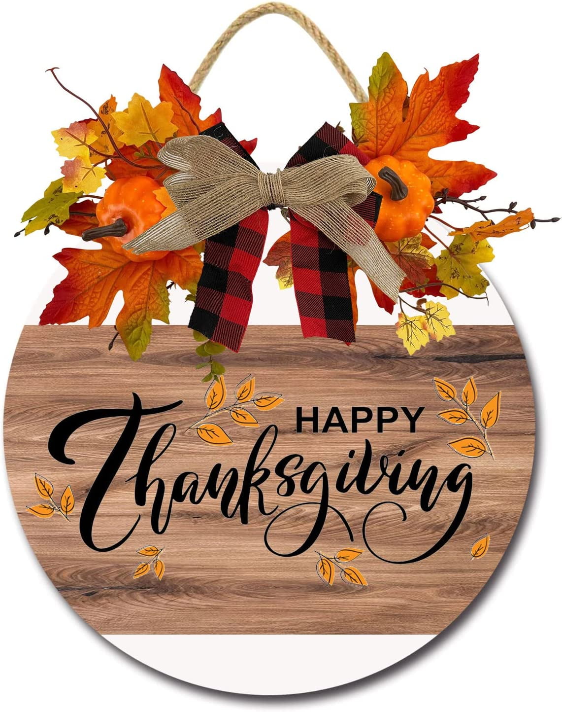 Eveokoki 12" Happy Thanksgiving Day Door Sign Front Door Plaque, Autumn ...