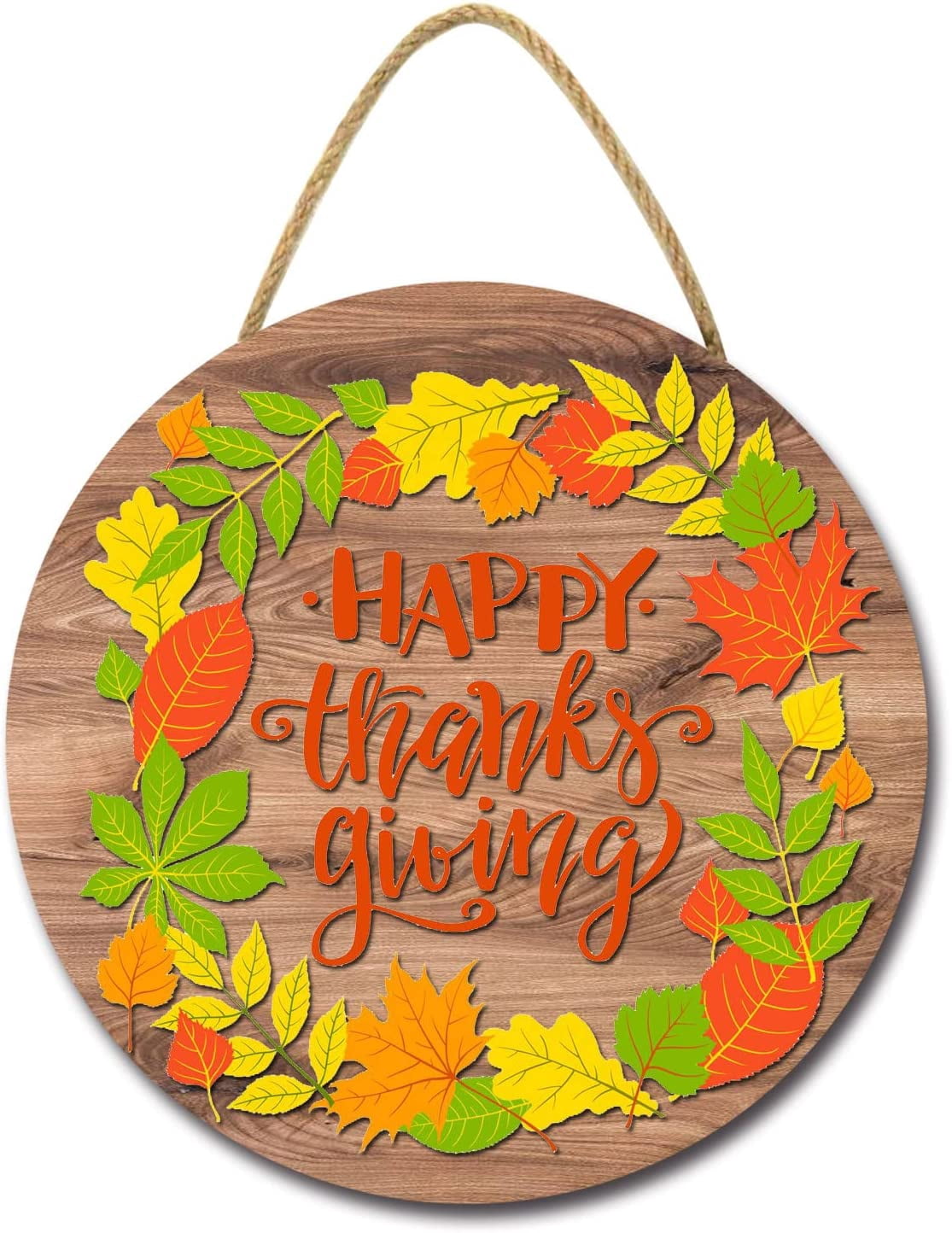 Eveokoki 12" Happy Thanksgiving Door Sign Hanging Sign Autumn Wall ...