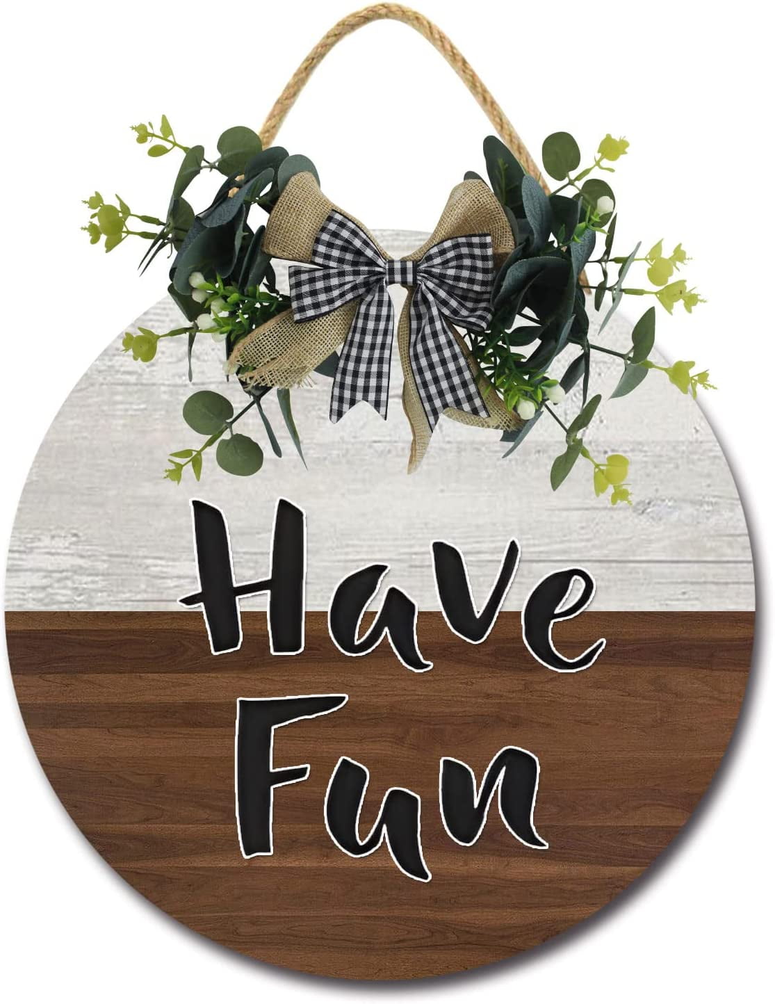 Eveokoki 12" Have Fun Wood Sign Welcome Front Door Spa Office Business ...