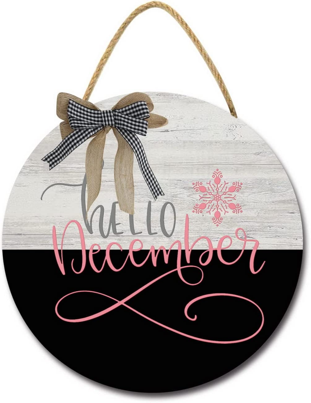 Eveokoki 12" Hello December Sign Farmhouse Door Signs for Wreaths Porch ...