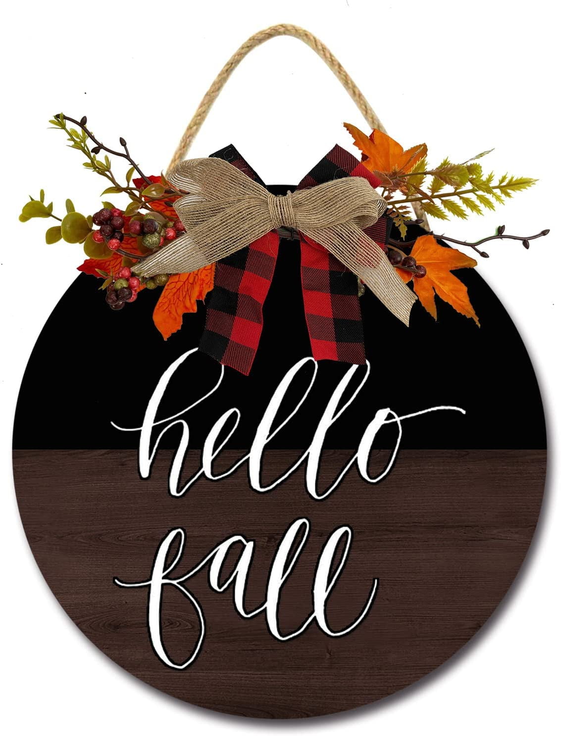 Eveokoki 12" Hello Fall Sign,Hello Door Sign,Hello Fall Decor Sign ...