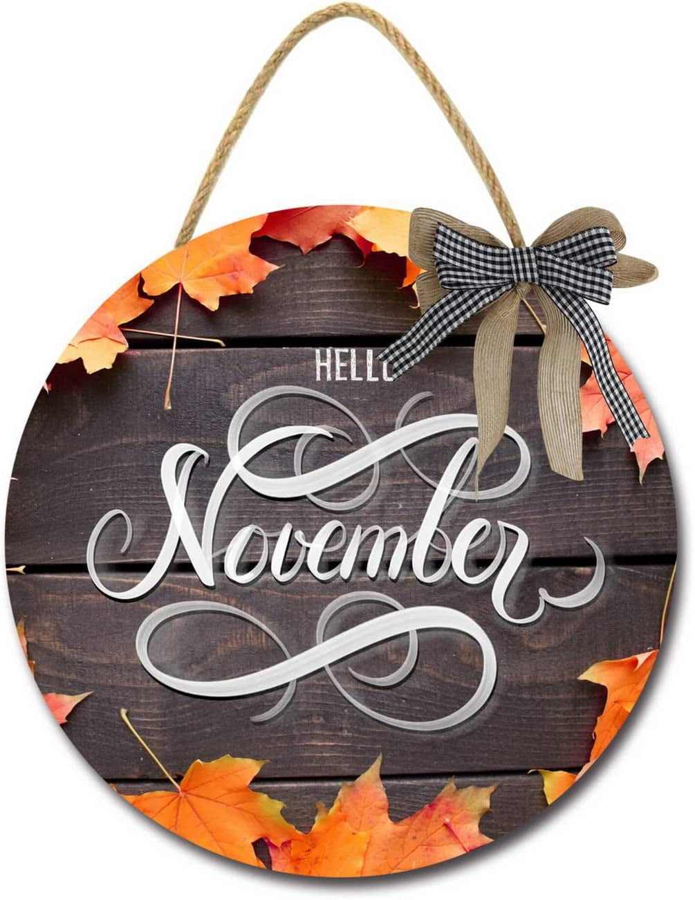 Eveokoki 12" Hello November Sign Farmhouse Door Signs for Wreaths Porch ...
