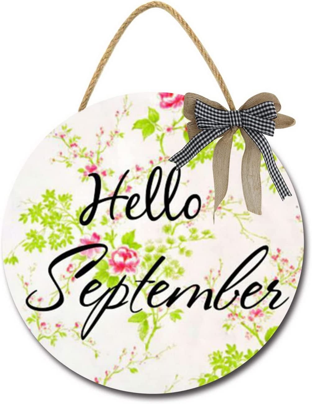Eveokoki 12" Hello September Sign Farmhouse Door Signs for Wreaths ...