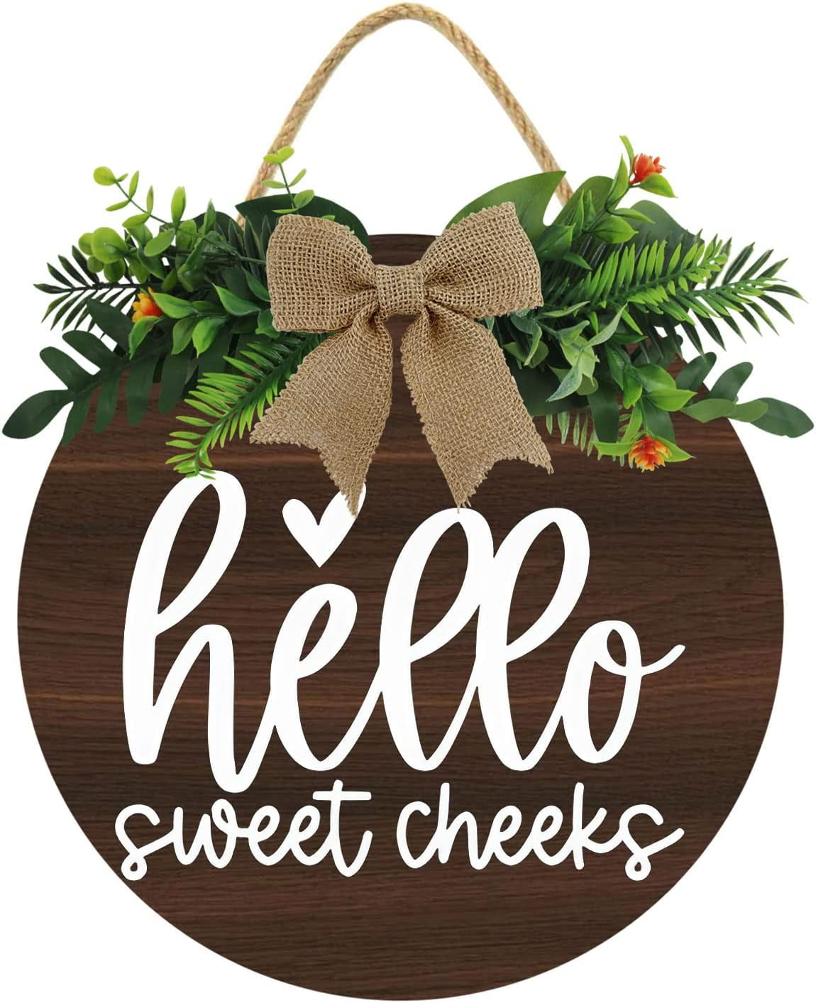 Eveokoki 12" Hello Sweet Cheeks Front Door Sign Funny Wreaths Hanging ...