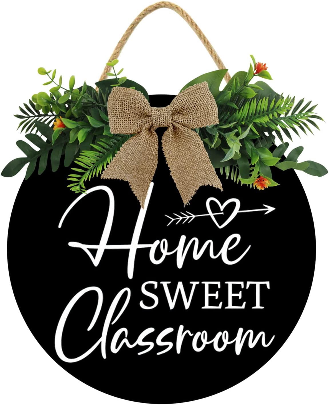 Eveokoki 12" Home Sweet Classroom Sign For Front Door With Greenery&Bow ...