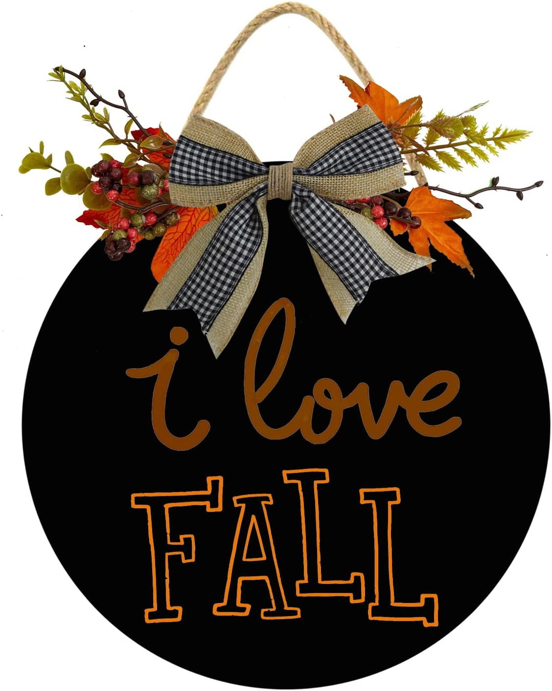 Eveokoki 12" I Love Fall Sign Plaque Front Door Decoration Vintage ...