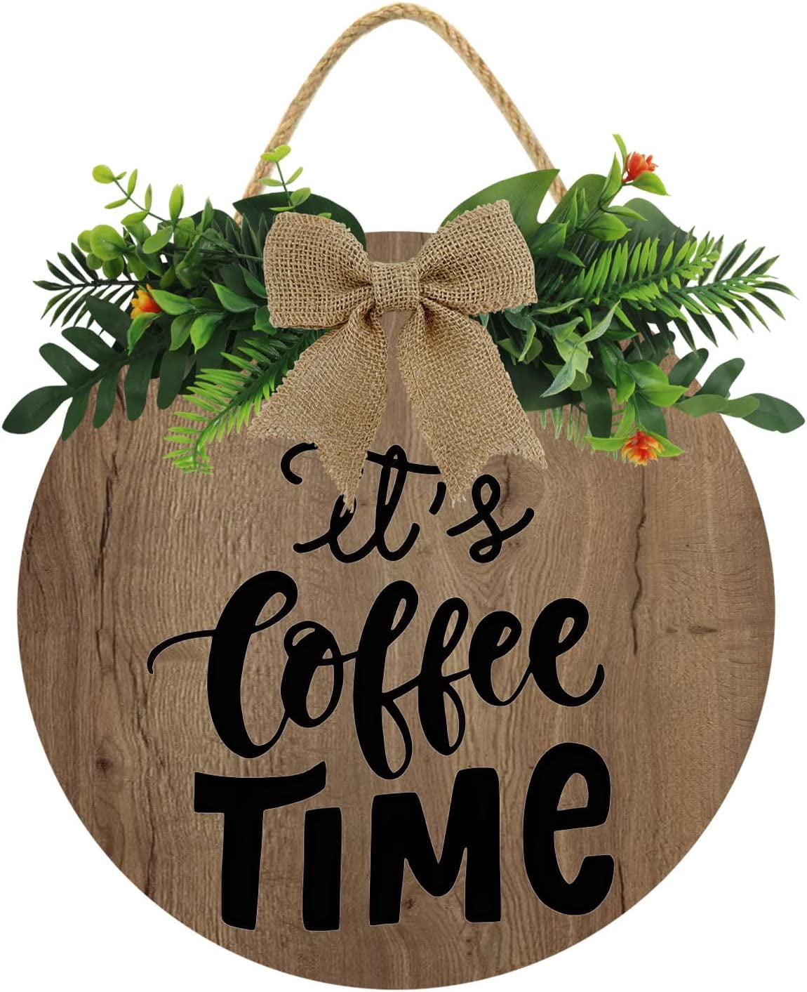 Eveokoki 12" Its Coffee Time Wooden Coffee Sign Decor Wood Hanging Sign ...