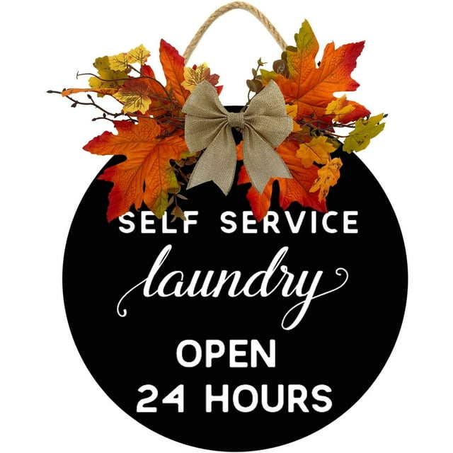 Eveokoki 12" Laundry Open 24 Hours Self Service Laundry Room Decor ...