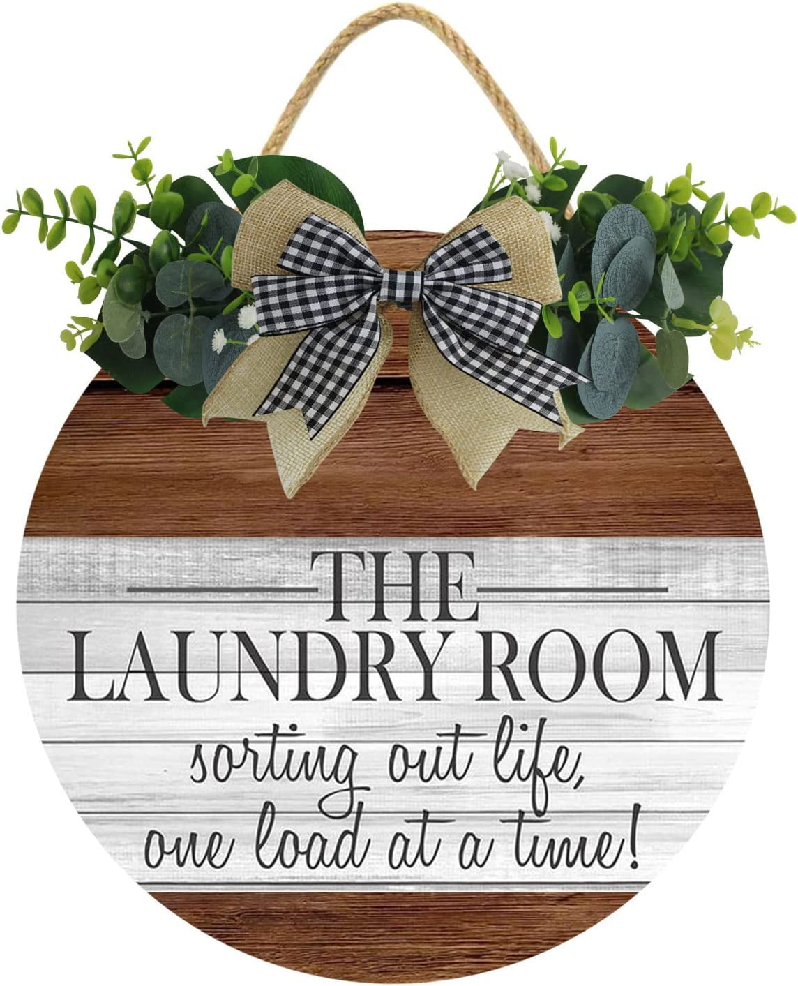 Eveokoki 12" Laundry Room Door Sign Home Decor Round Laundry Room Wood ...