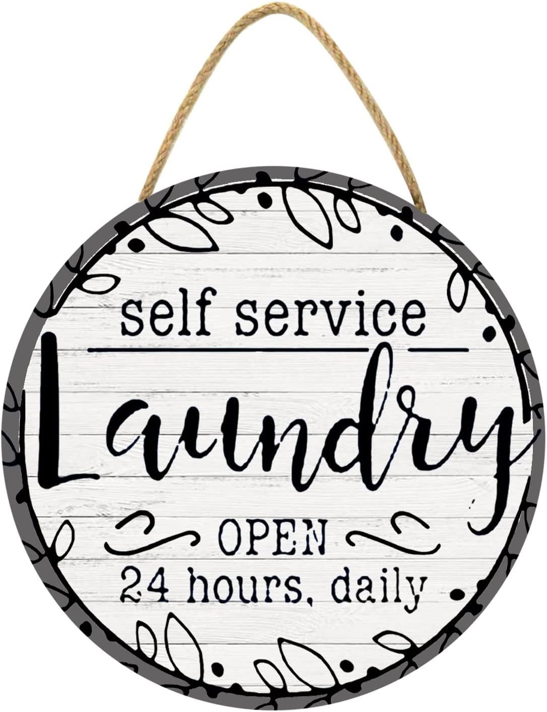 Eveokoki 12" Laundry Signs For Laundry Room Decor, Laundry Self Service ...
