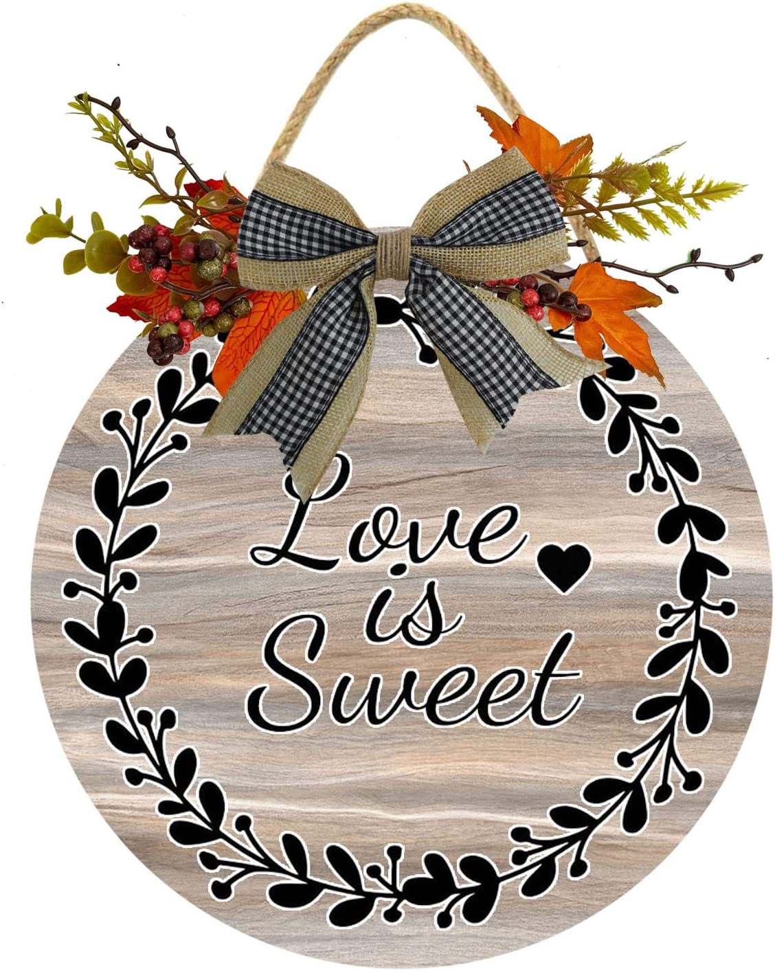 Eveokoki 12" Love Is Sweet Sign,Rustic Wooden Door Sign,Farmhouse Wall ...