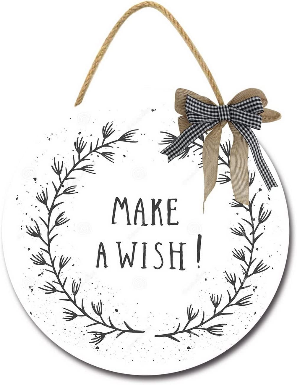 Eveokoki 12" Make A Wish Sign Farmhouse Door Signs for Wreaths Porch ...