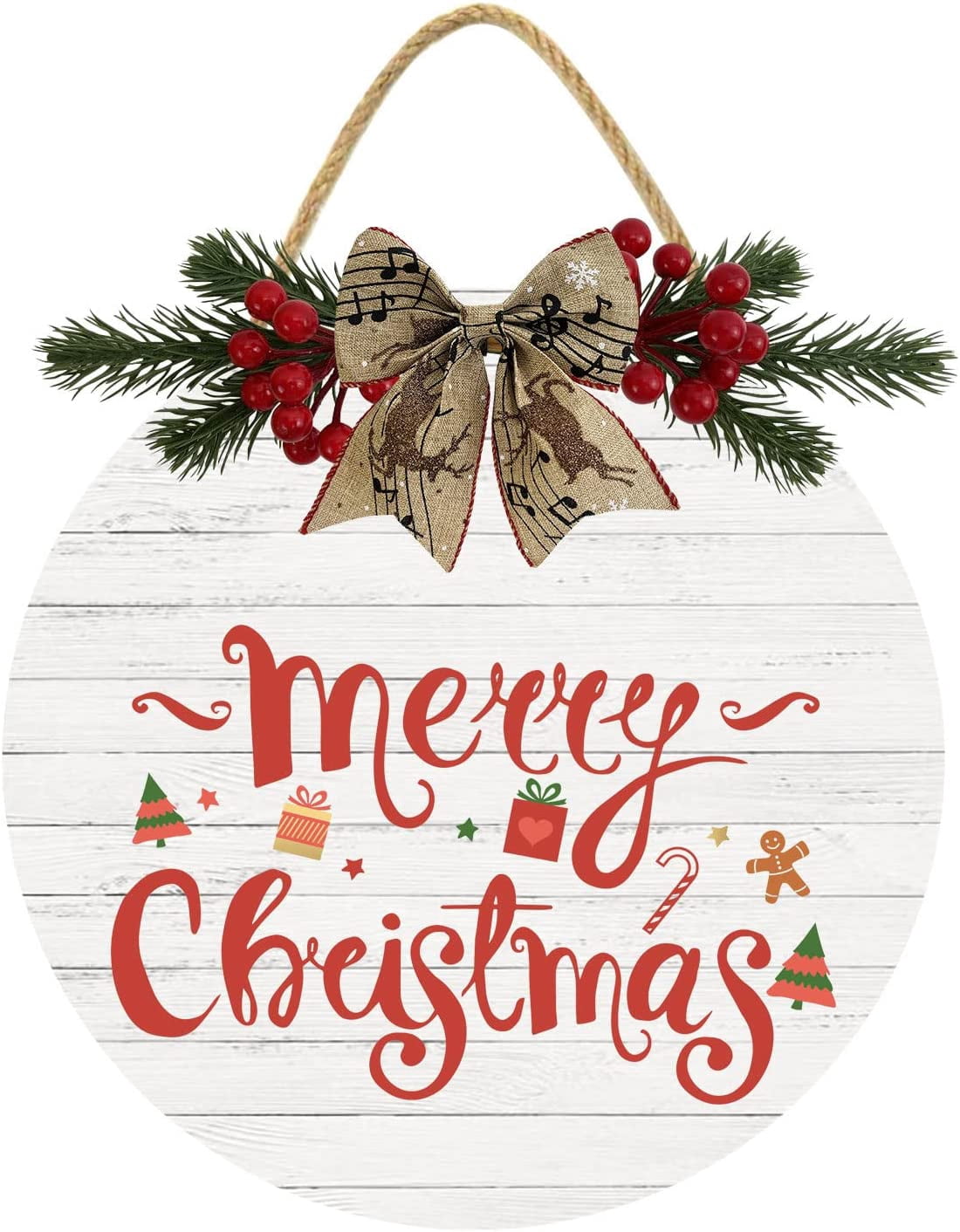 Eveokoki 12" Merry Xmas Decorations Welcome Signs for Front Door ...
