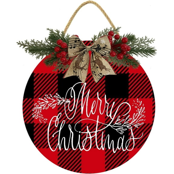 Eveokoki 11" Merry Xmas Wreath Sign, Door Christmas Decorations ...